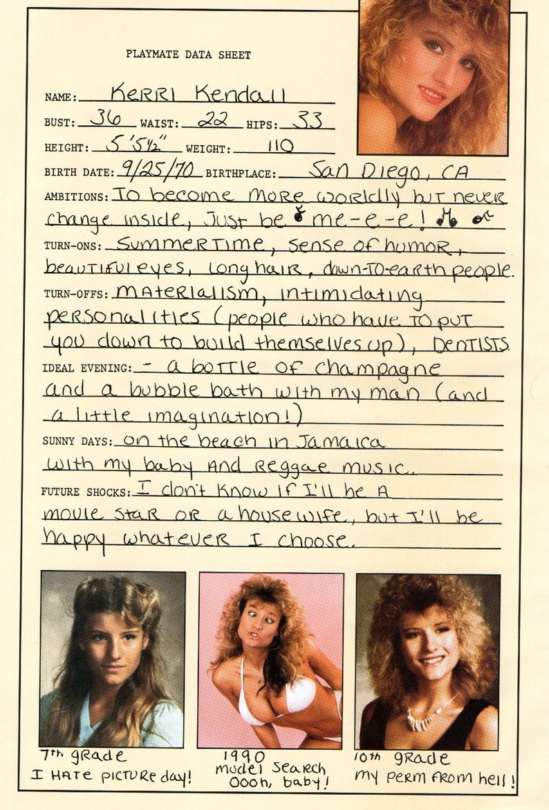 Vintage 1990 September Playboy Kerri Kendall Centerfold Rickey - Etsy