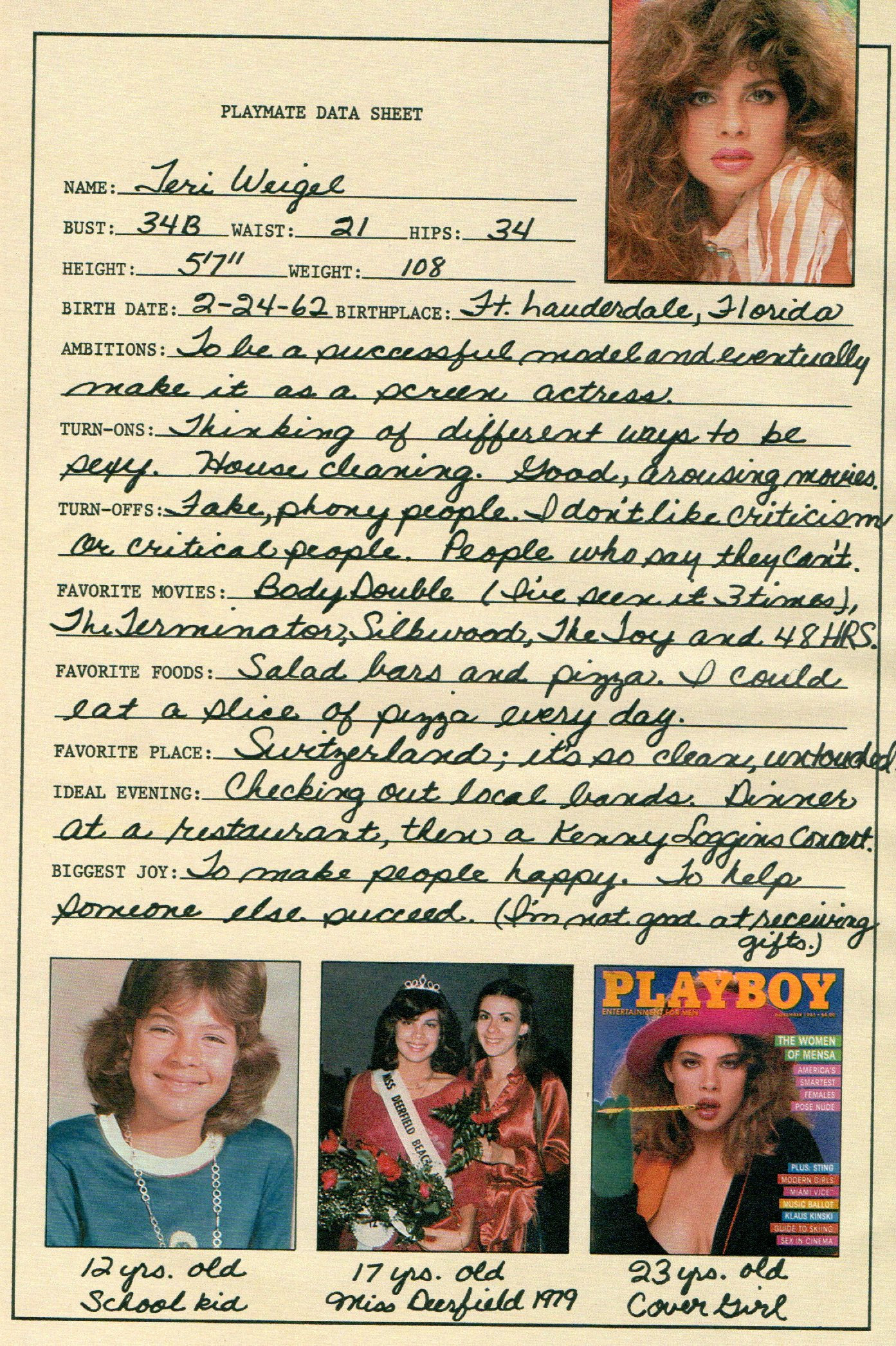 Vintage 1986 April Playboy Teri Weigel Centerfold Jeffrey - Etsy UK