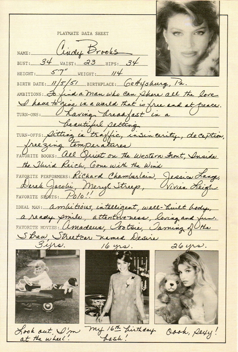 Vintage 1985 April Playboy Cindy Brooks Centerfold Wayne - Etsy