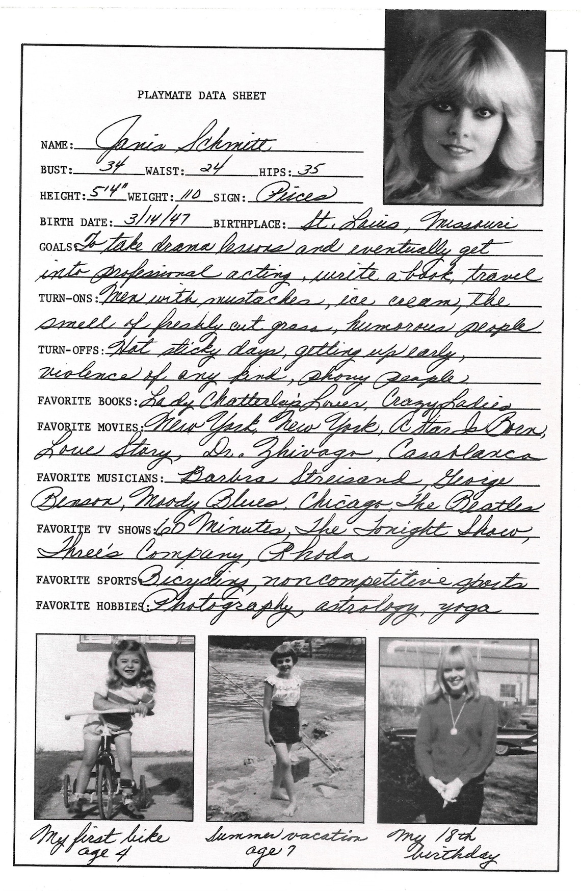 1978 Playboy February Janis Schmitt centerfold with 10 pages | Etsy