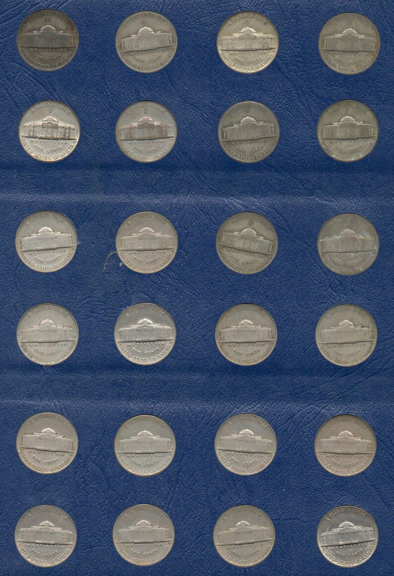 Jefferson Nickel Collection 1938 - 1965 72 Different Coins in Whitman ...