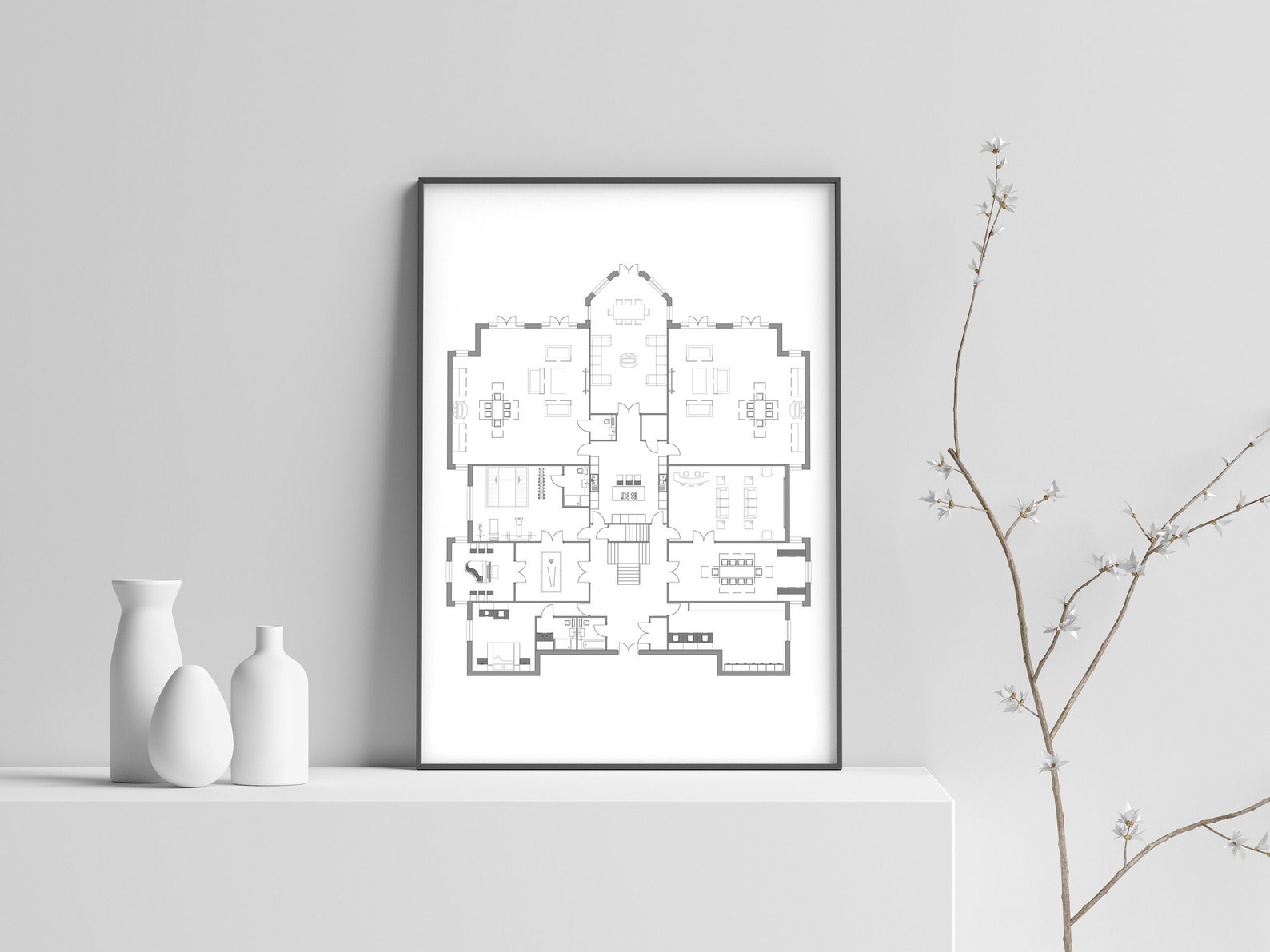 Mansion Floor Plan Prints, Mansion House, Architect Print ...