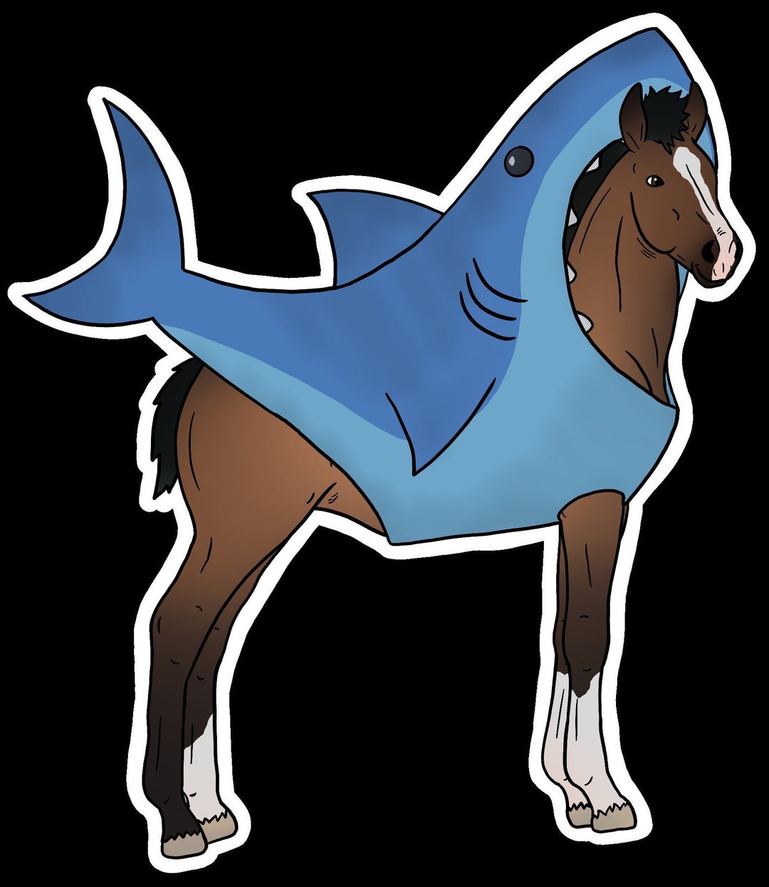 Baby Shark Bay Colt With Shark Costume Horse Sticker - Etsy