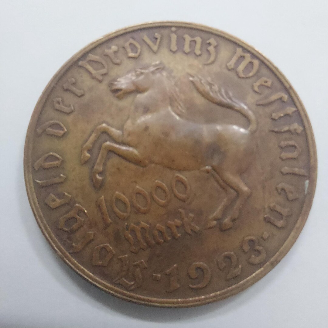 1923 Germany Westphalia Coins 10,000 Marks Copper Notgeld , Circulated ...