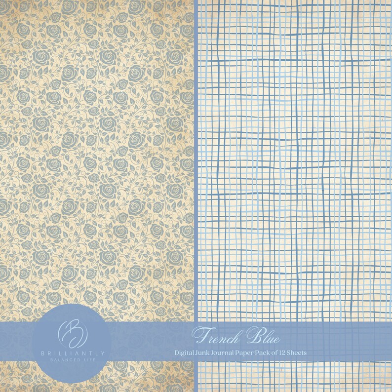 Junk Journal Kit | French Blue Junk Journal Digital Paper Pack | Junk ...