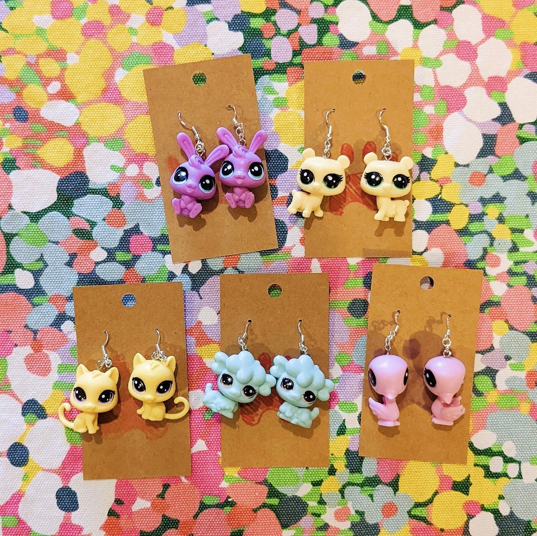 Itty Bitty Plastic Pet Earrings Tiny Mini Pet Shop Animal Toys ...