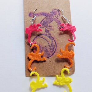 Rainbow Monkey Chain Earrings No More Monkeying Around Monkies in a ...