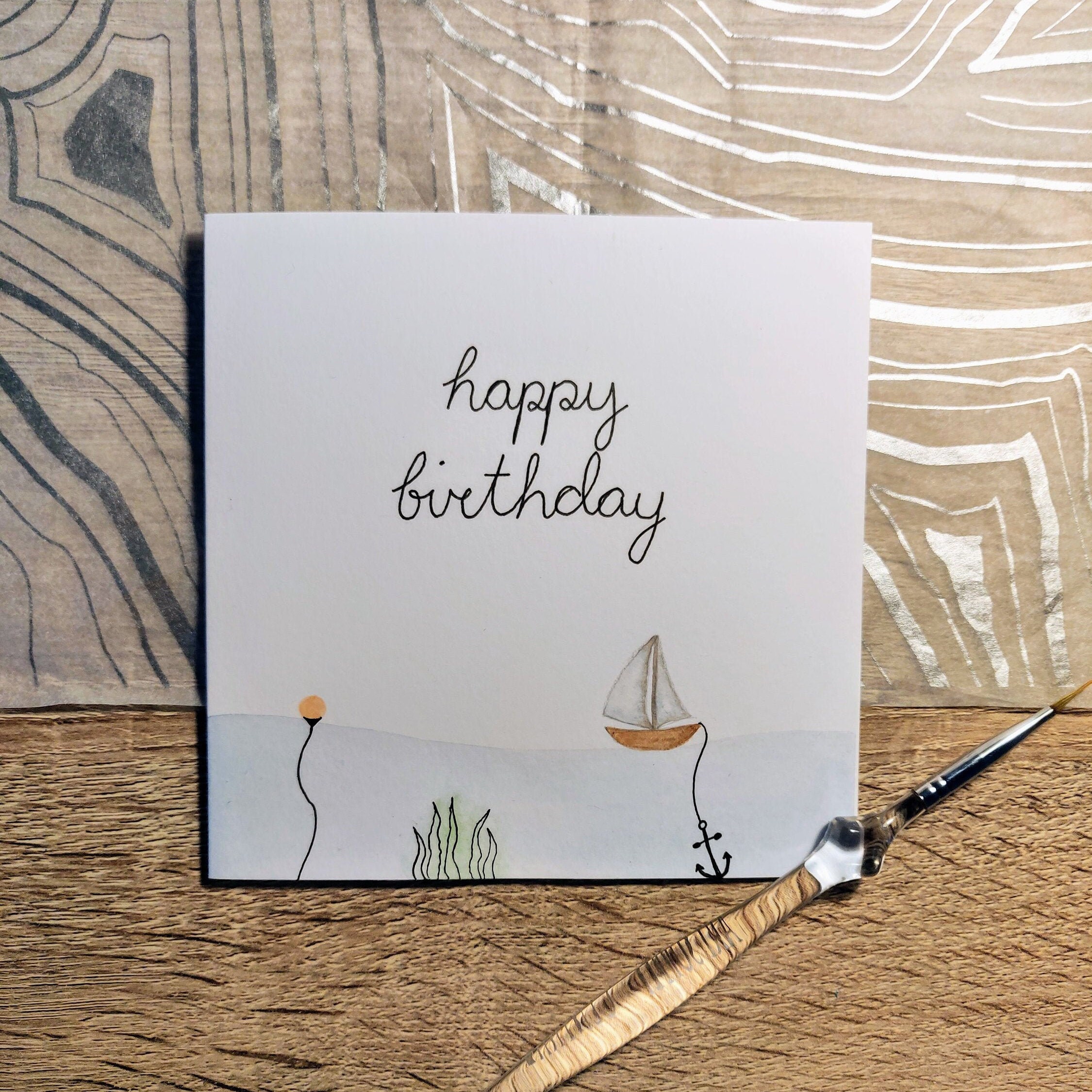 Original handmade boat card Sail boat card Hand painted | Etsy