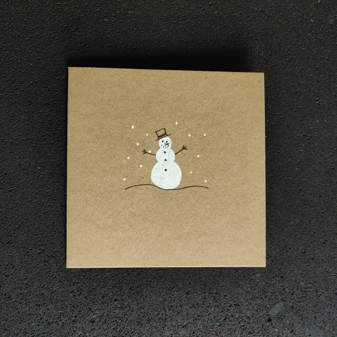 Handmade Snowman Card Snowy Christmas Snowman Card Brown Christmas Card ...