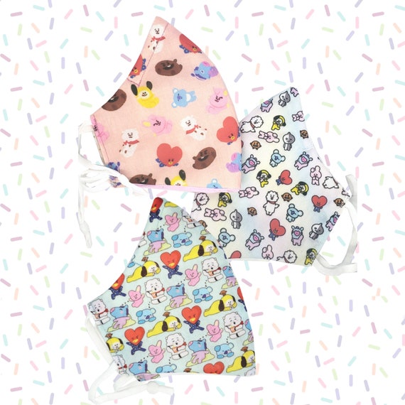 Cute K-pop Cartoon Face Mask 2-3 Layers W/nose Wire | Etsy