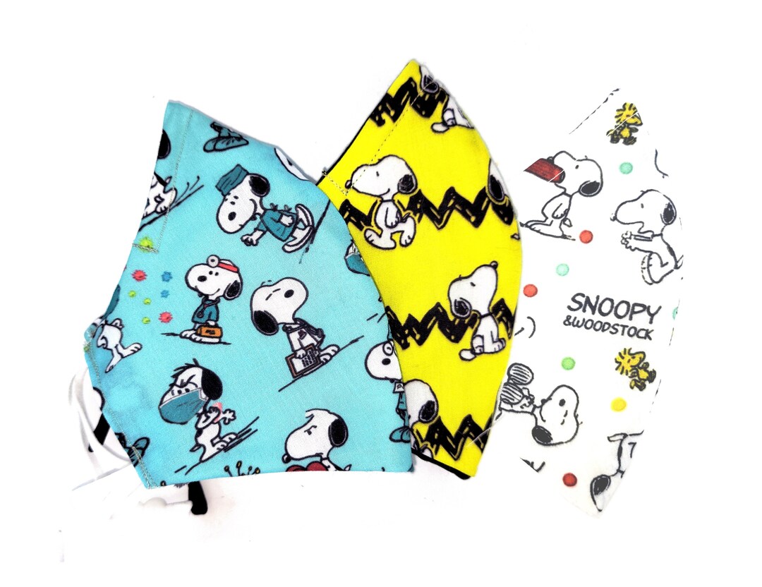 Snoopy Face Mask 2-3 Layers W/nose Wire, Adjustable Ear Straps, &/or ...