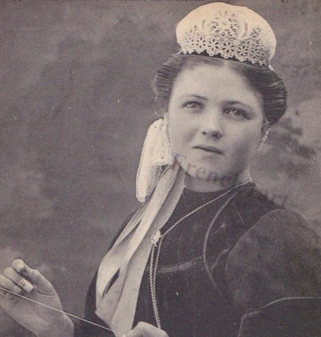 Antique French 1917 Broderie Dentelle Lace Photo Postcard - Etsy