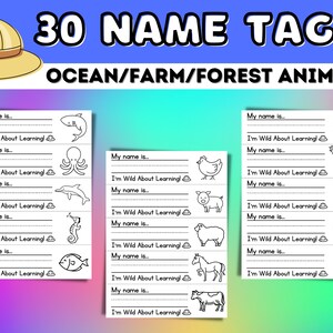Animal Theme Name Tags, Printable Name Labels, Safari Friends Name Tags ...