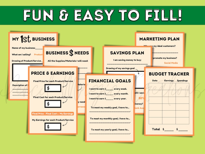Small Business Plan Template for Kids, Kid Entrepreneur, Budgeting ...