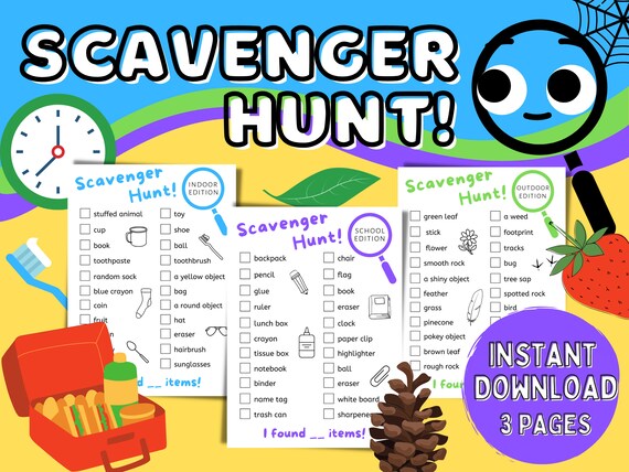 Scavenger Hunt Activity Fun Games for Kids Indoor and | Etsy
