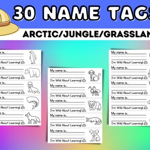 Animal Theme Name Tags, Printable Name Labels, Safari Friends Name Tags ...