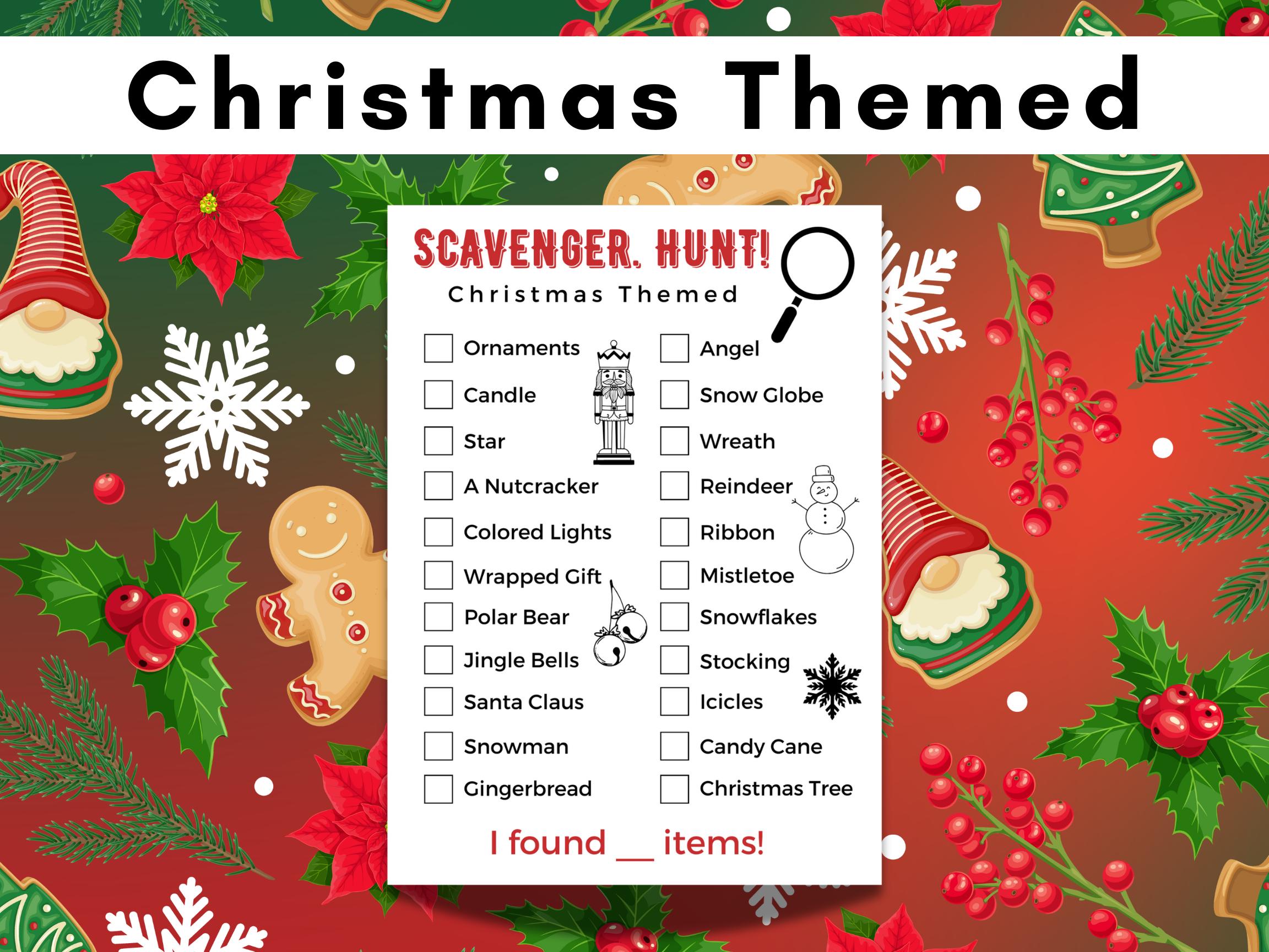 Seasonal Themed Scavenger Hunt Activity, Halloween Games, Christmas Fun ...