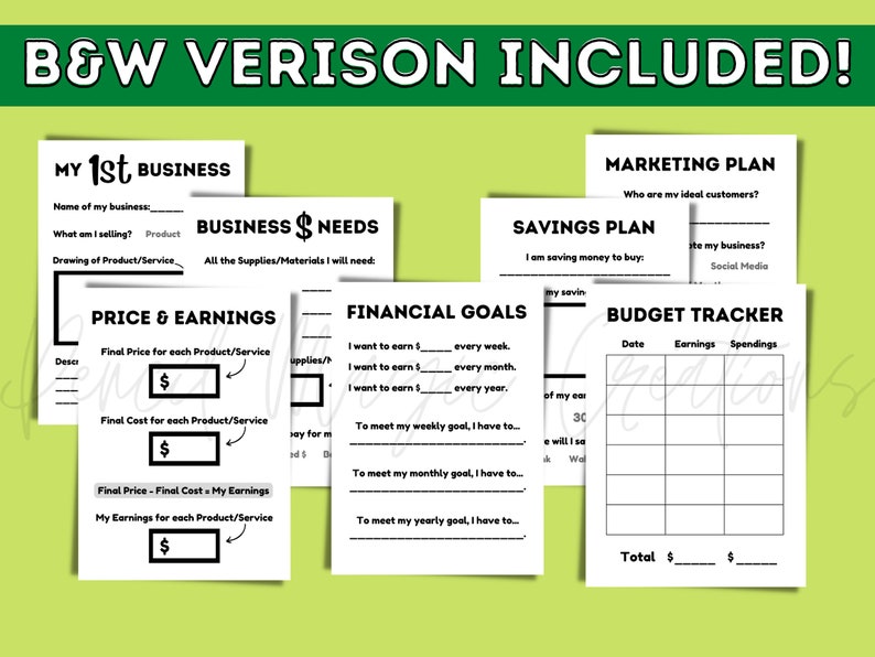 Small Business Plan Template for Kids, Kid Entrepreneur, Budgeting ...