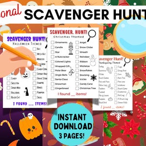 Seasonal Themed Scavenger Hunt Activity, Halloween Games, Christmas Fun ...