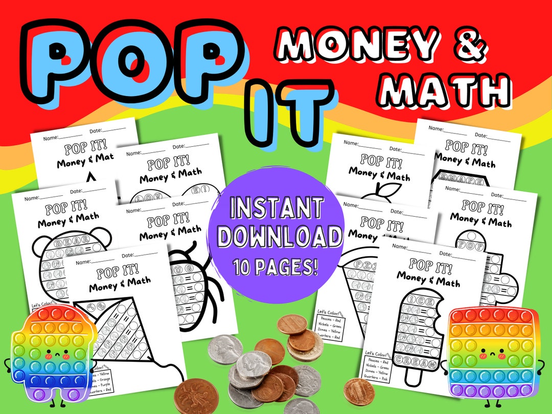POP IT Money & Math, Counting Coins, Money Activity, Coloring Pages ...