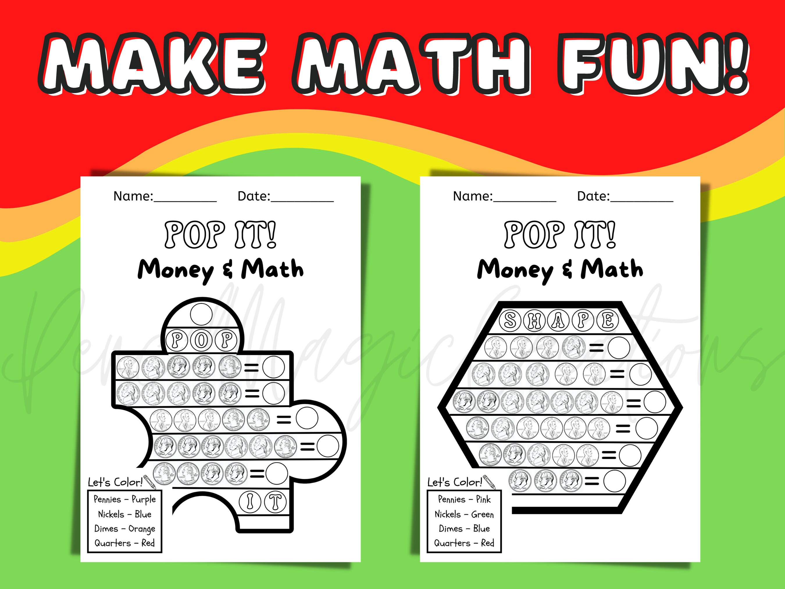 POP IT Money & Math, Counting Coins, Money Activity, Coloring Pages ...