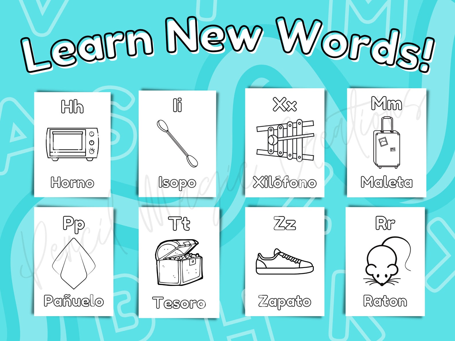 Spanish Alphabet Coloring Pages, Beginner Spanish Worksheets, Easy ...