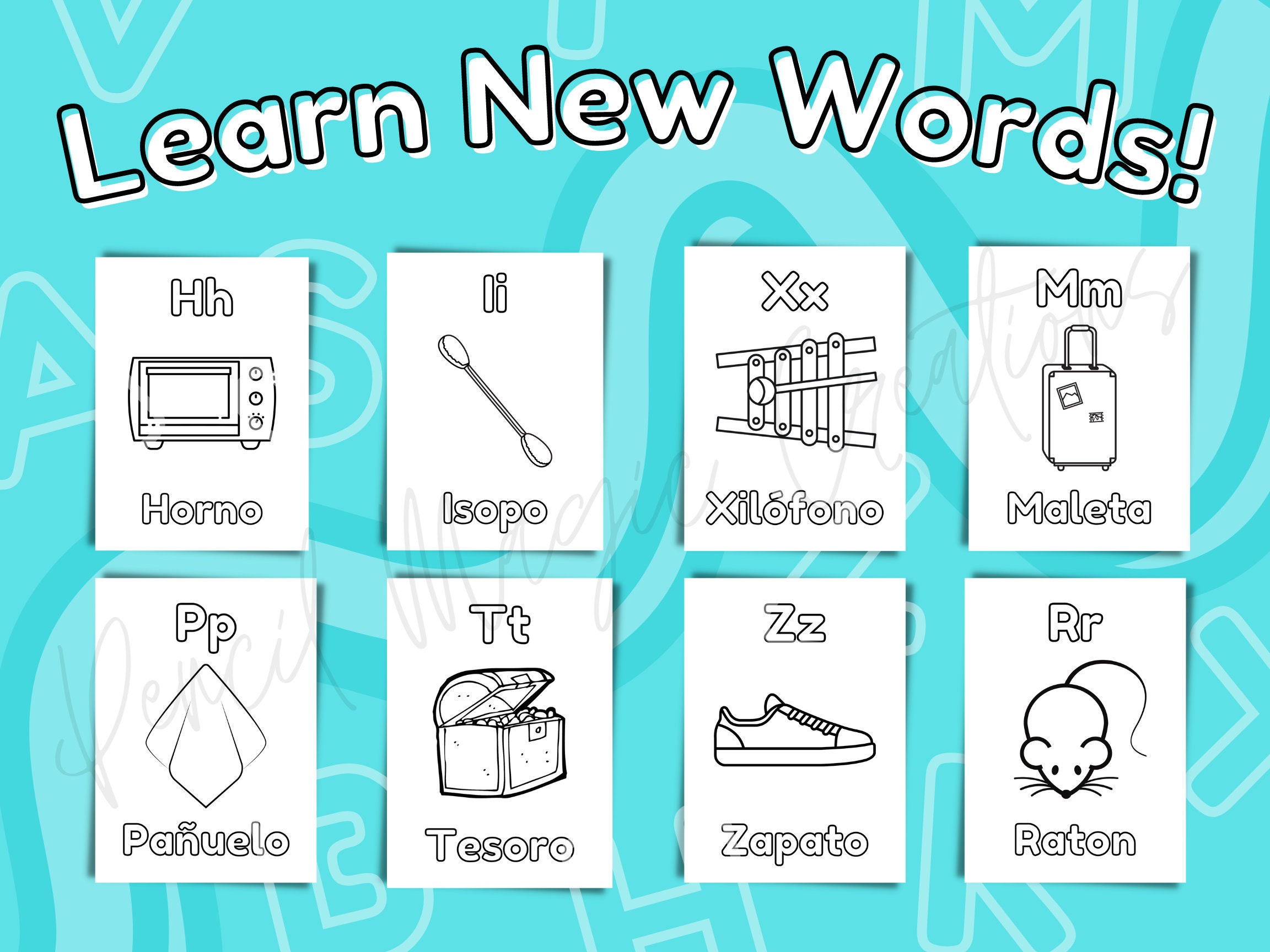 Spanish Alphabet Coloring Pages, Beginner Spanish Worksheets, Easy ...