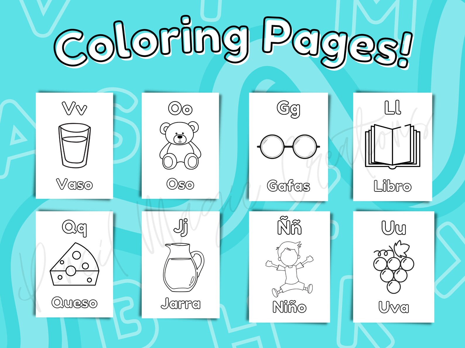 Spanish Alphabet Coloring Pages, Beginner Spanish Worksheets, Easy ...