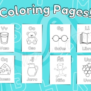 Spanish Alphabet Coloring Pages, Beginner Spanish Worksheets, Easy ...