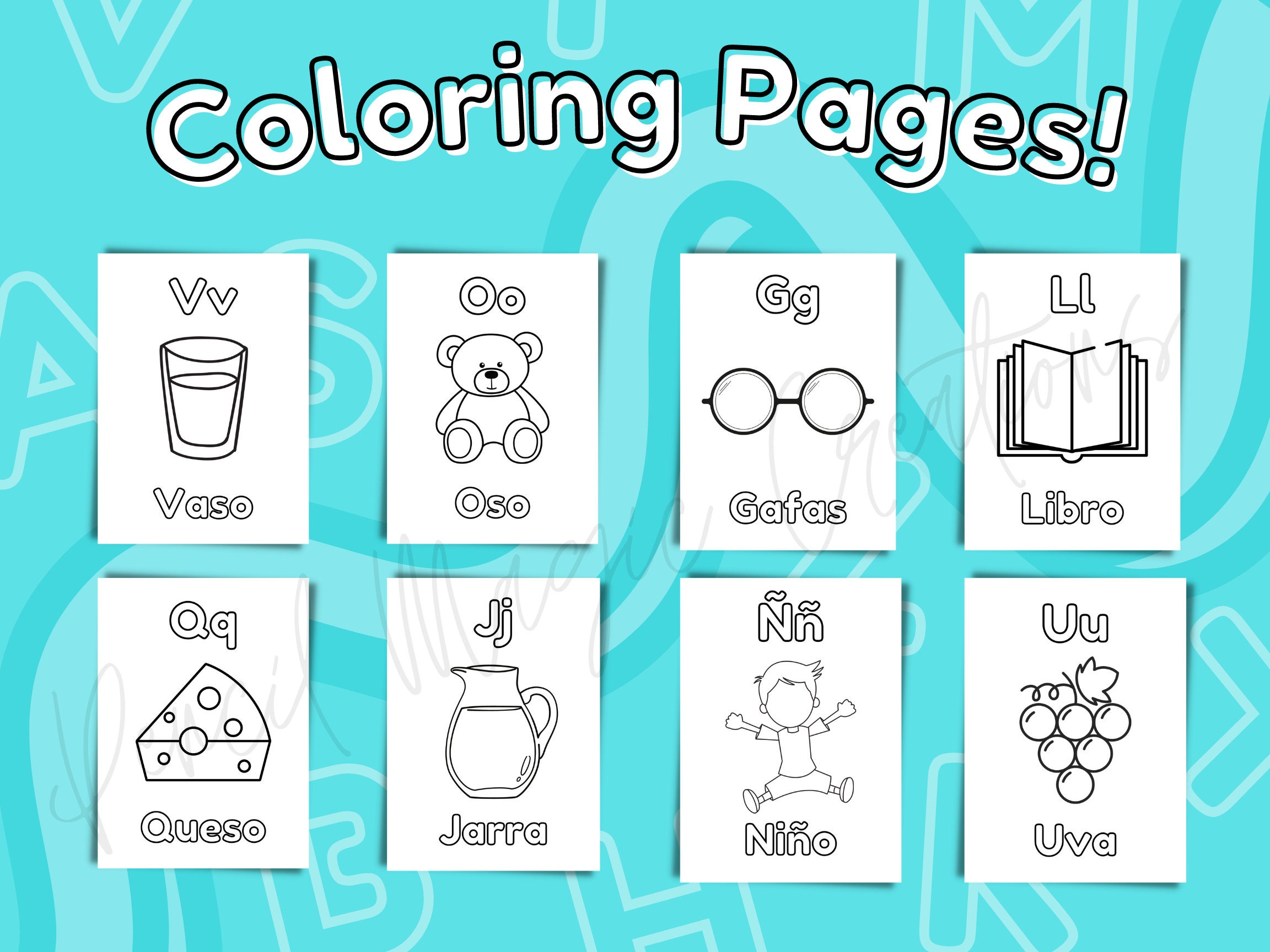 Spanish Alphabet Coloring Pages, Beginner Spanish Worksheets, Easy ...