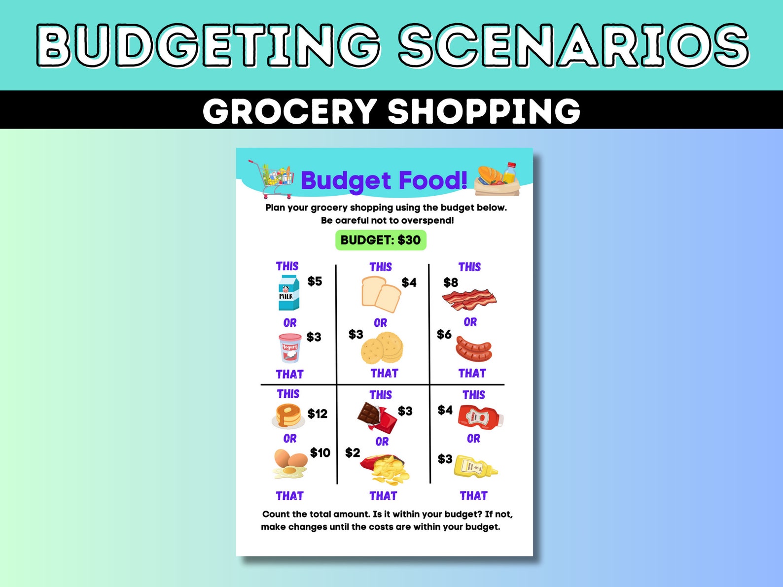 Budgeting Activity for Kids, Budget Worksheet, Homeschool Resources ...