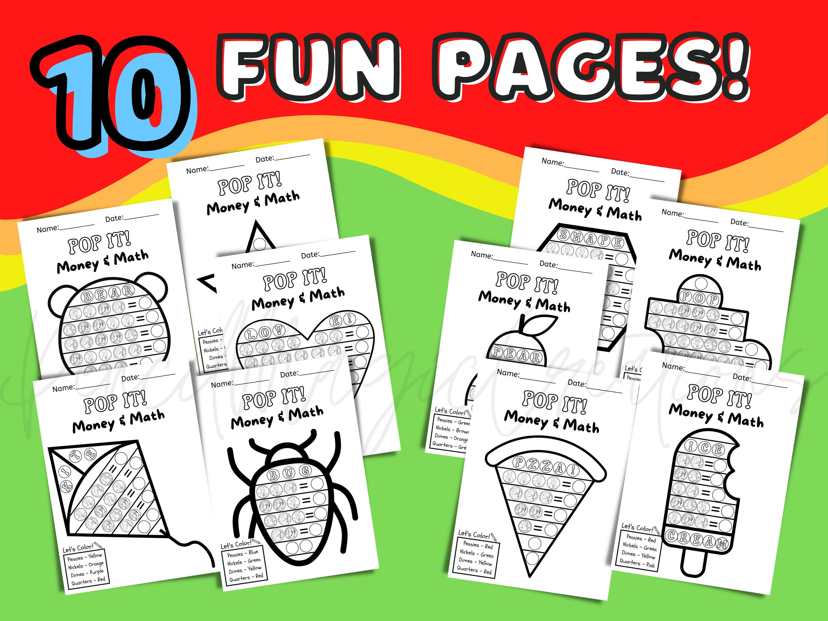 POP IT Money & Math, Counting Coins, Money Activity, Coloring Pages ...