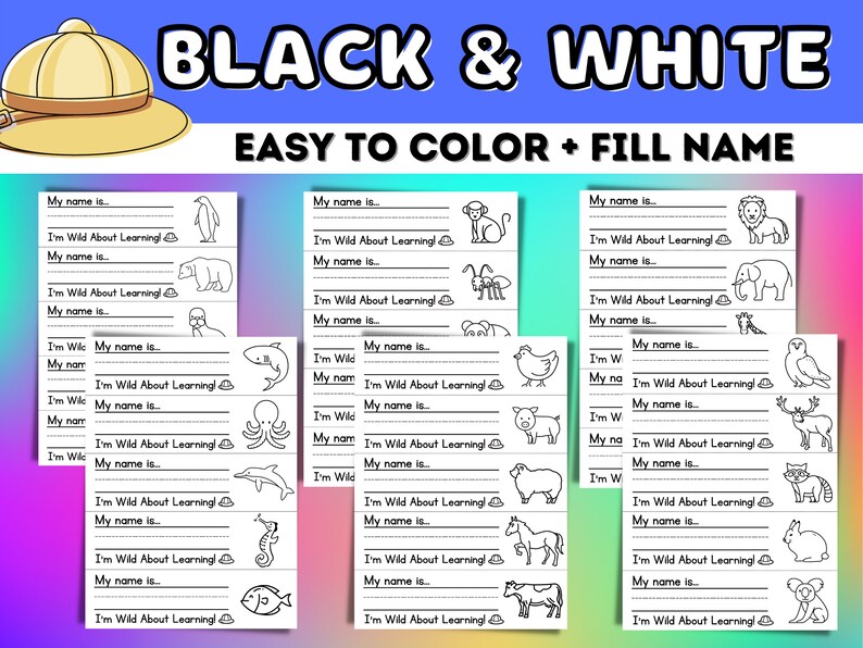 Animal Theme Name Tags, Printable Name Labels, Safari Friends Name Tags ...