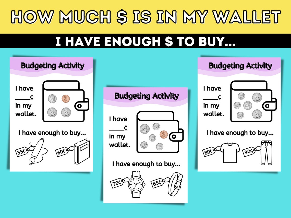 Budgeting Activity for Kids, Counting Coins, Finance Worksheets, Money ...