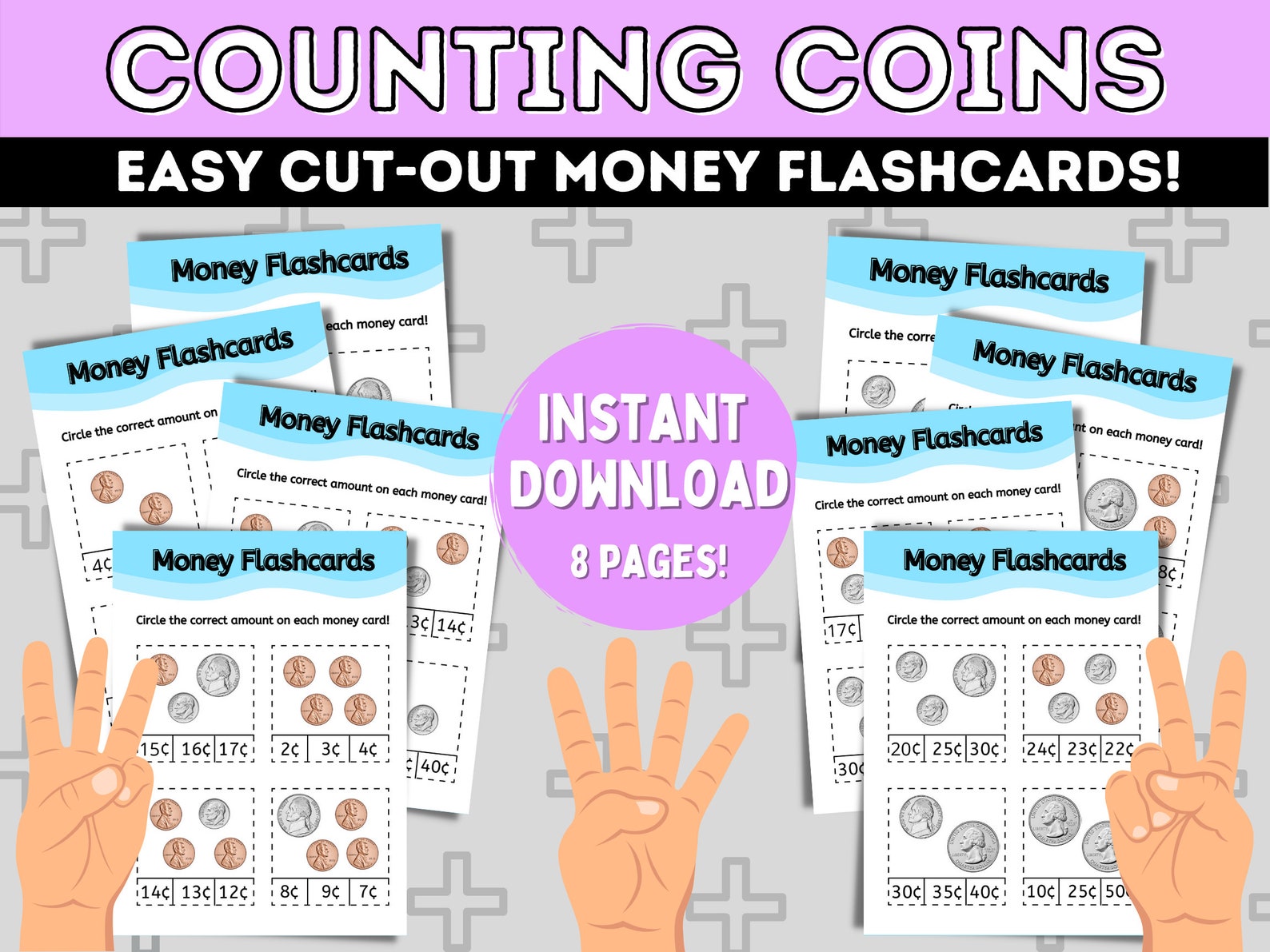Money Flashcards Bundle, Coin Counting Worksheet, U.S. Currency ...