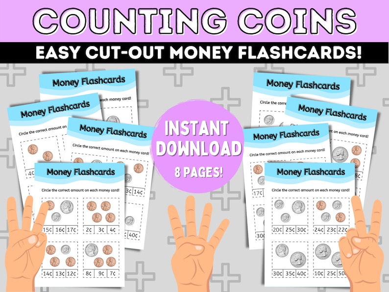 Money Flashcards Bundle, Coin Counting Worksheet, U.S. Currency ...