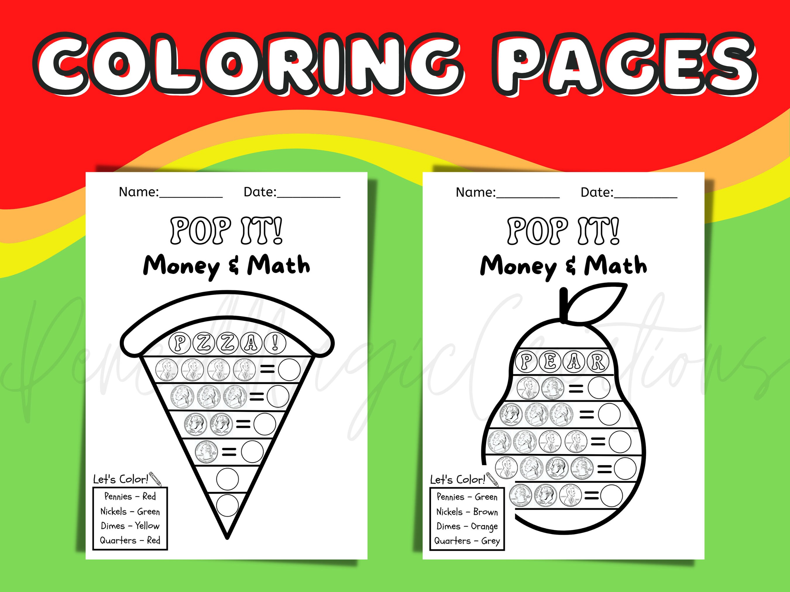 POP IT Money & Math, Counting Coins, Money Activity, Coloring Pages ...