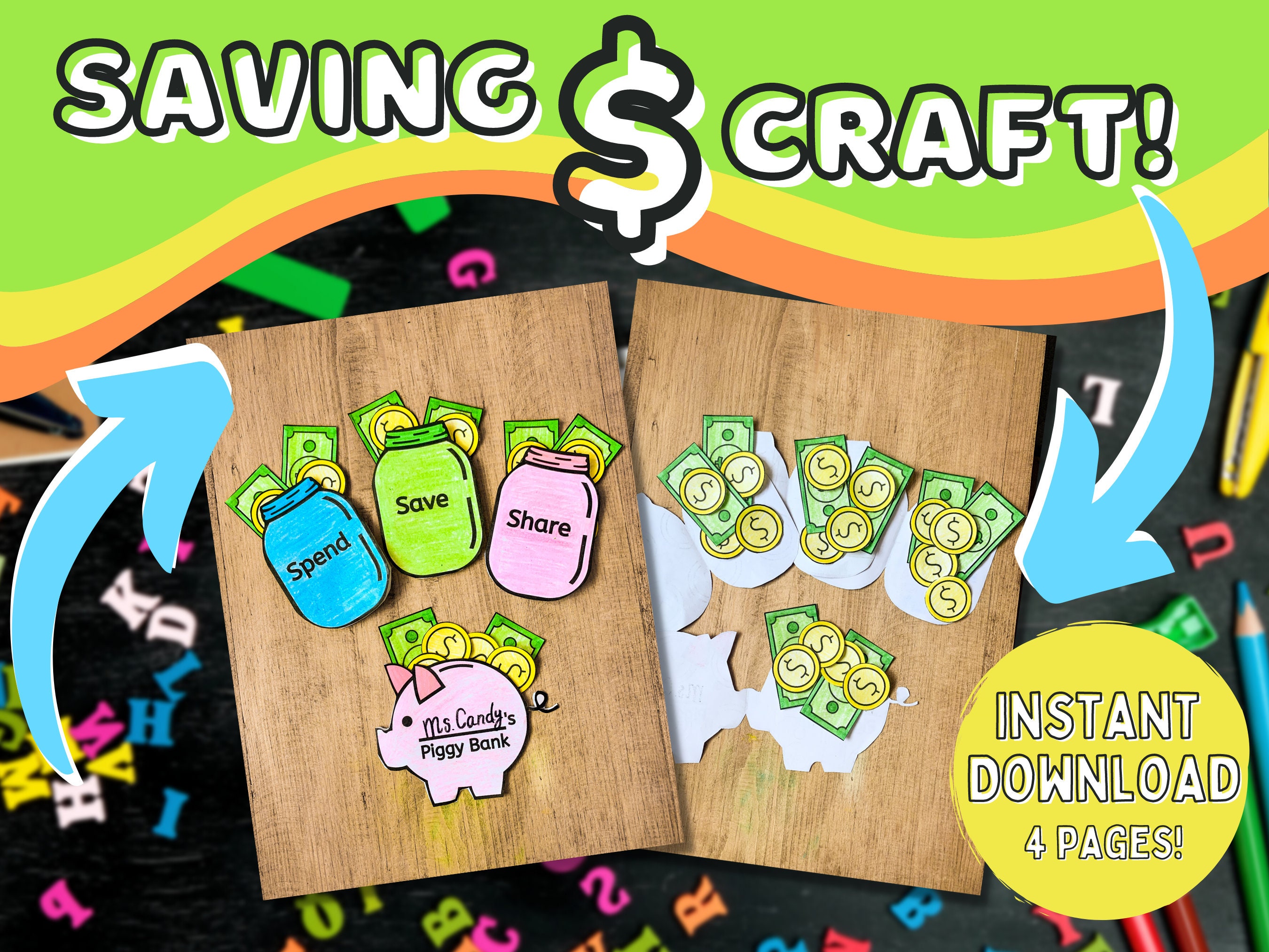 Saving Money Craft for Kids, Piggy Bank Craft, Saving Jars Craft ...