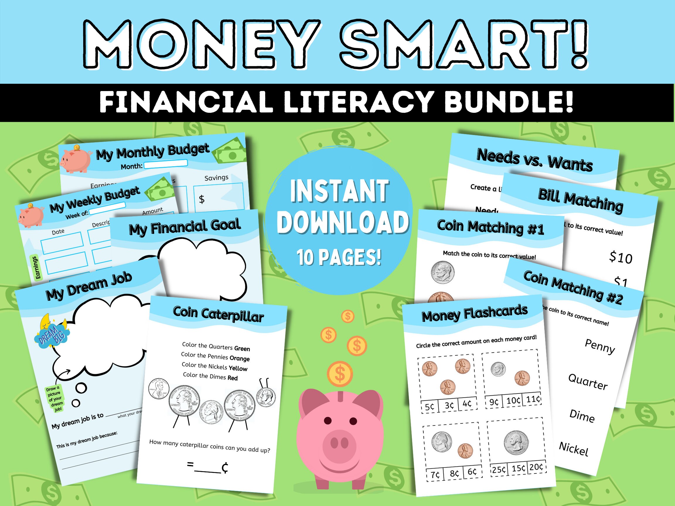 Money Management, Teaching Kids Budgeting, Savings Goal, Bills and ...