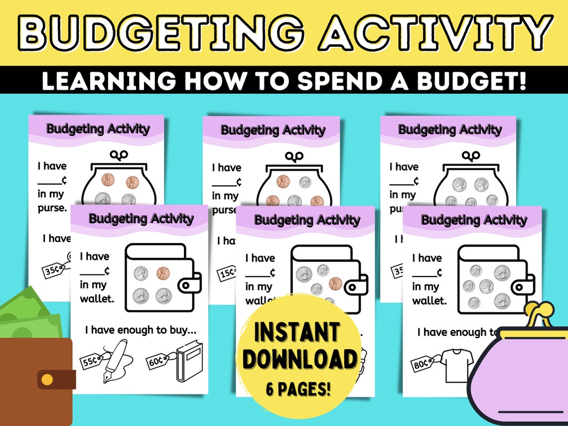 Budgeting Activity for Kids, Counting Coins, Finance Worksheets, Money ...