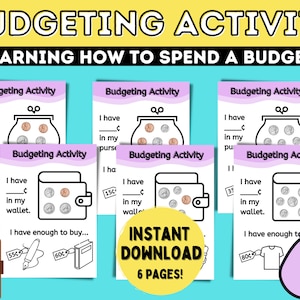 Budgeting Activity for Kids, Counting Coins, Finance Worksheets, Money ...