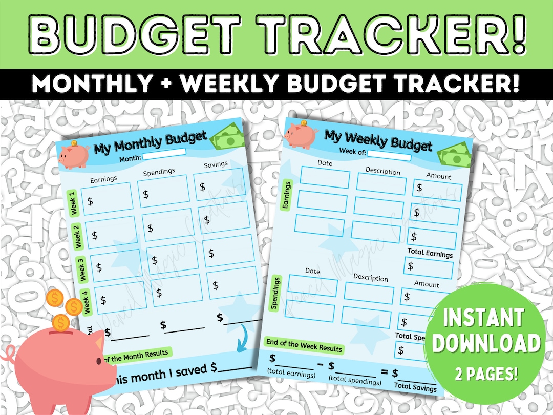 Monthly & Weekly Budget Tracker for Kids! Kids Budget Sheet, Finance ...
