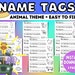 Animal Theme Name Tags, Printable Name Labels, Safari Friends Name Tags ...