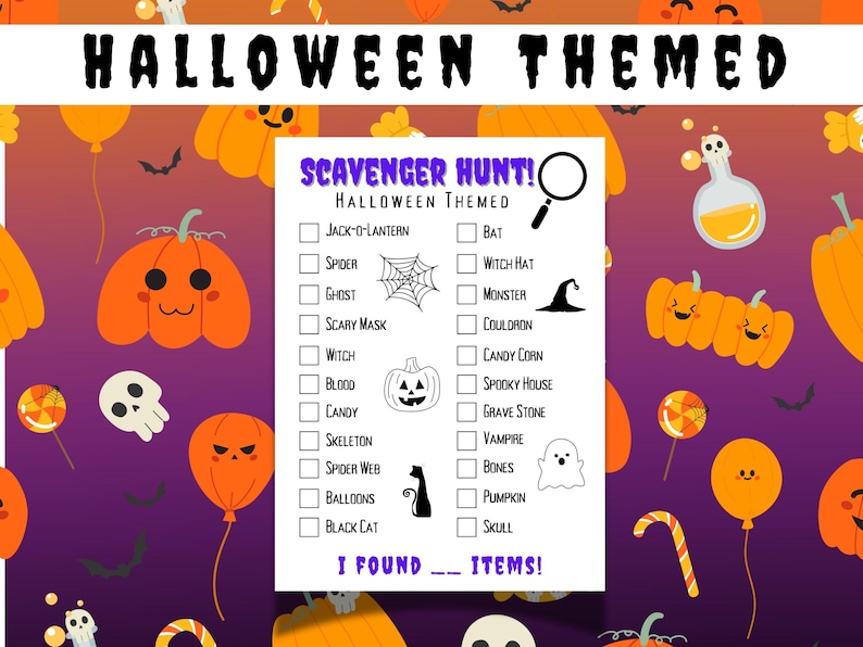 Seasonal Themed Scavenger Hunt Activity, Halloween Games, Christmas Fun ...