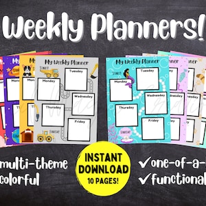 Weekly and Daily Planner for Kids, School Planner, Homeschool Planner ...