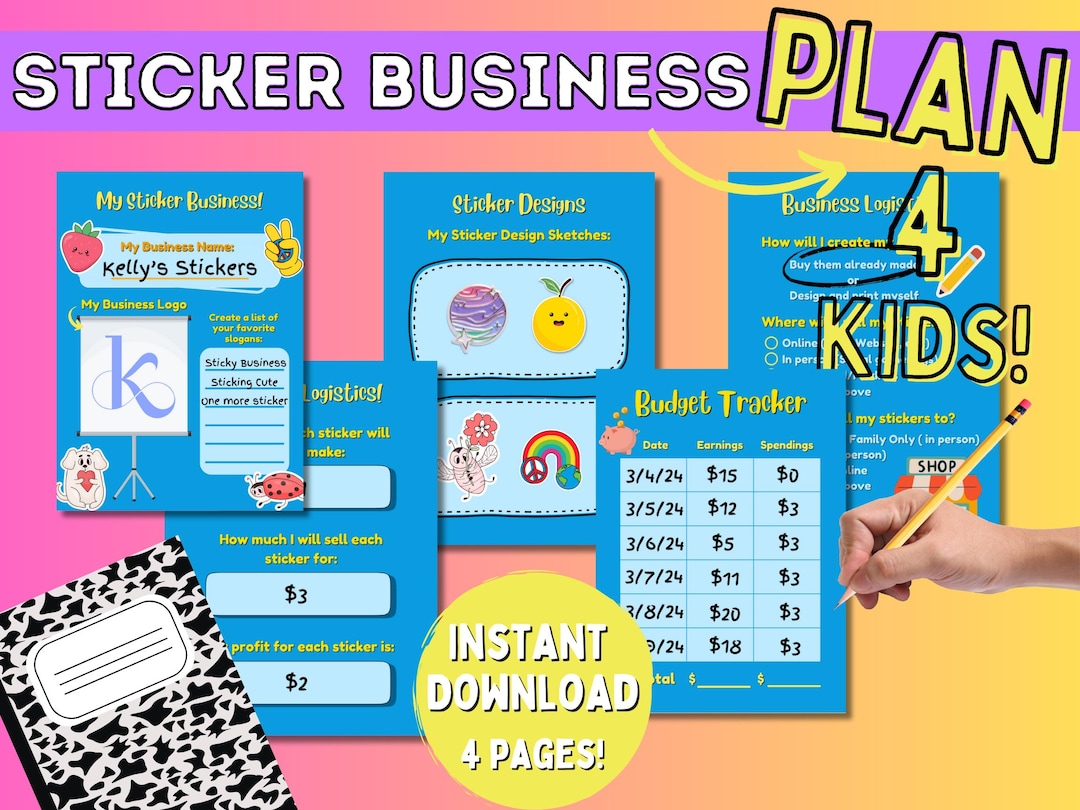 Sticker Business for Kids Template, Small Business for Kids, Business ...