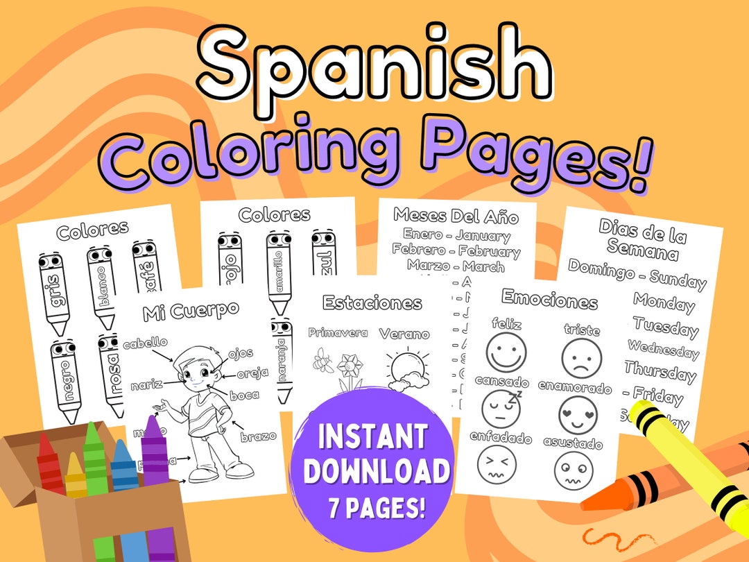 Spanish Coloring Activities, Coloring Pages, Spanish Vocabulary ...