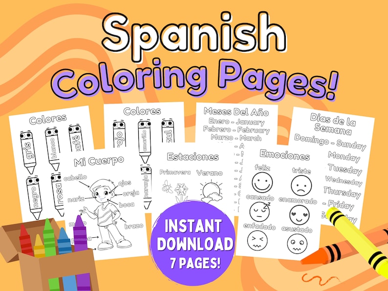 Spanish Coloring Activities, Coloring Pages, Spanish Vocabulary ...