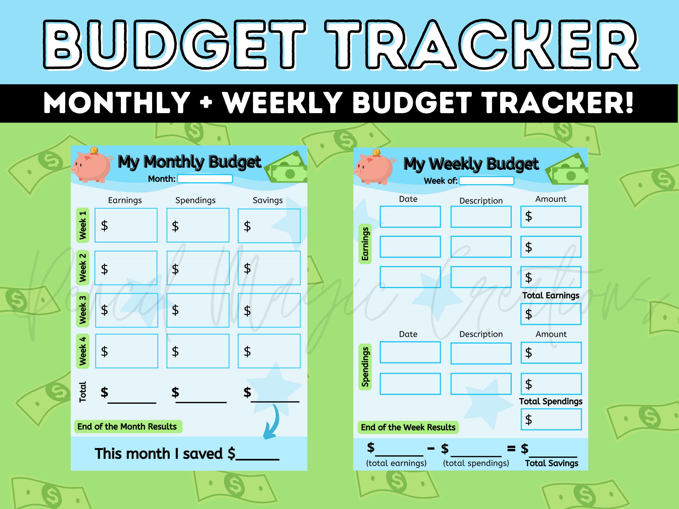 Money Management, Teaching Kids Budgeting, Savings Goal, Bills and ...