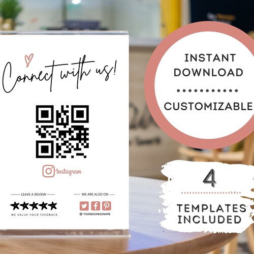 FOLLOW Us LIKE Us TAG Us Social Media Qr Code Sign Pop up - Etsy UK